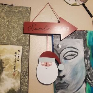 Unknown | Holiday | Santa Stop Here Sign Brand New Santa And Arrow ...